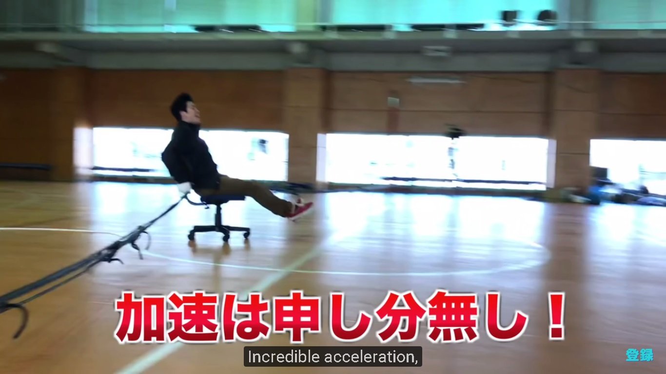 Japanese YouTuber Uses Giant Slingshot To Try To Set Office Chair Speed ...